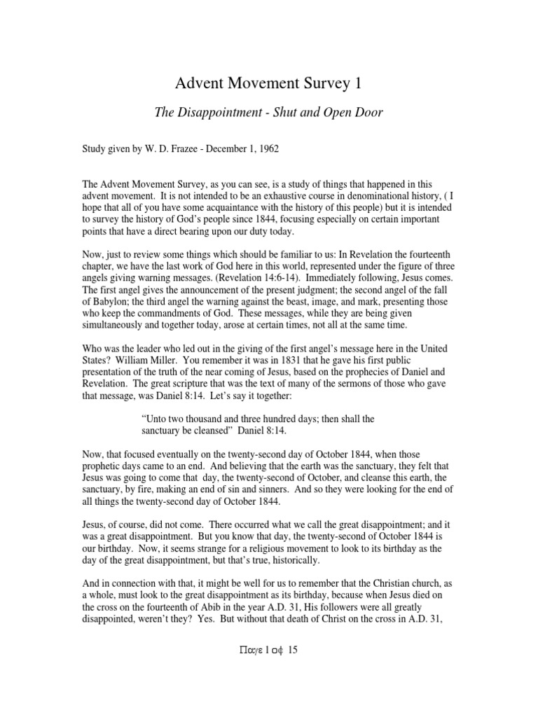 Advent Movement Survey 1 | PDF | Jesus | Christian Belief And Doctrine
