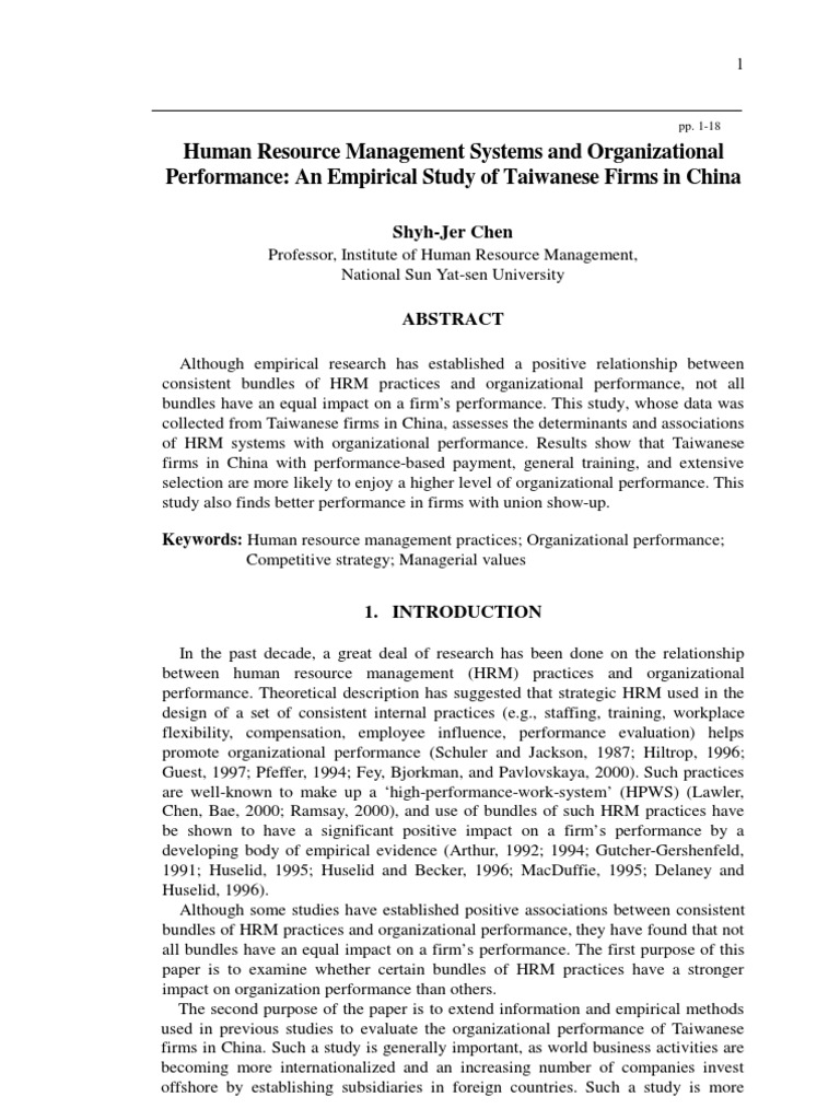 Human Resour Ce Management Systems and or Ganizational Per For Mance ...