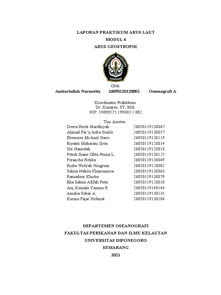 Ambartullah Nurnovita - 26050120120001 - Oseanografi A - Laporan ...