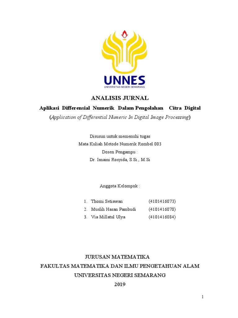 Contoh Analisis Jurnal Metode Numerik | PDF