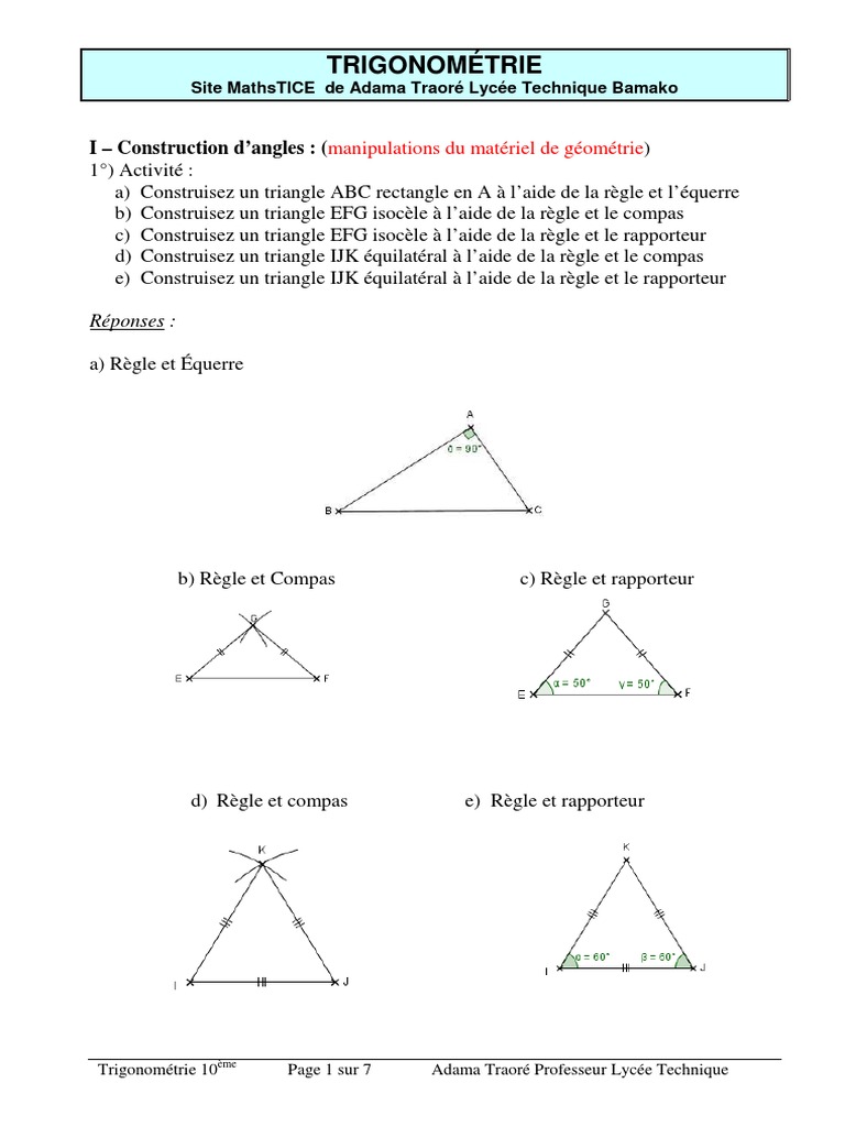 Trigo 2 | PDF | Fonction trigonométrique | Triangle