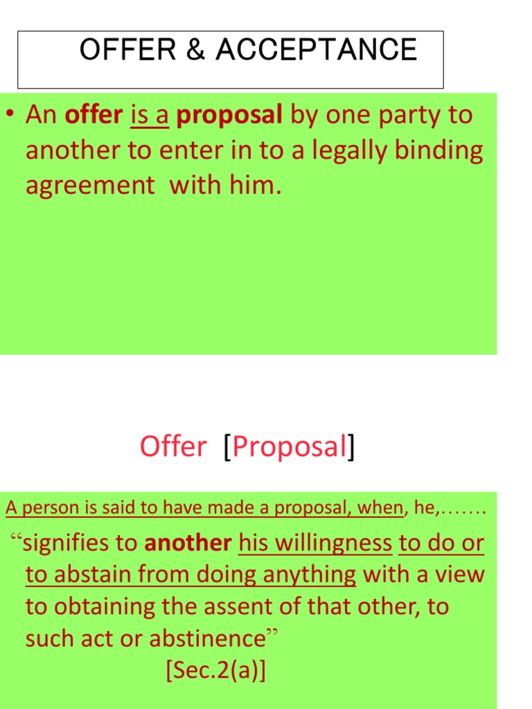 Offer and Acceptance | PDF | Offer And Acceptance | Consideration