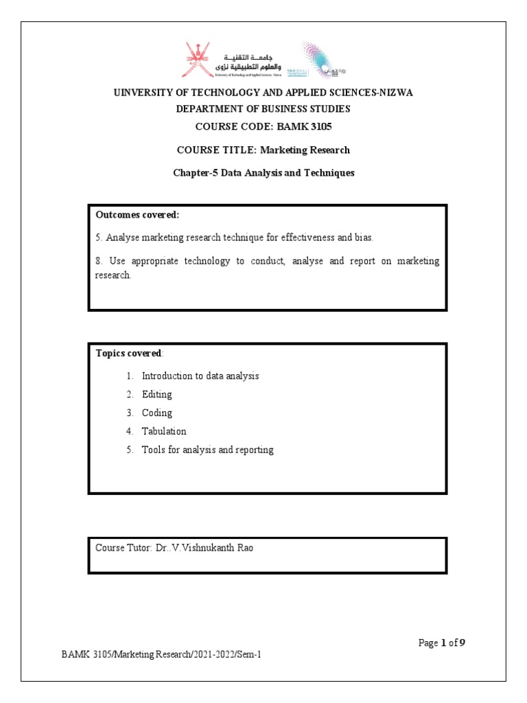 Chapter 5 Data Analysis And Techniques In Marketing Research PDF 