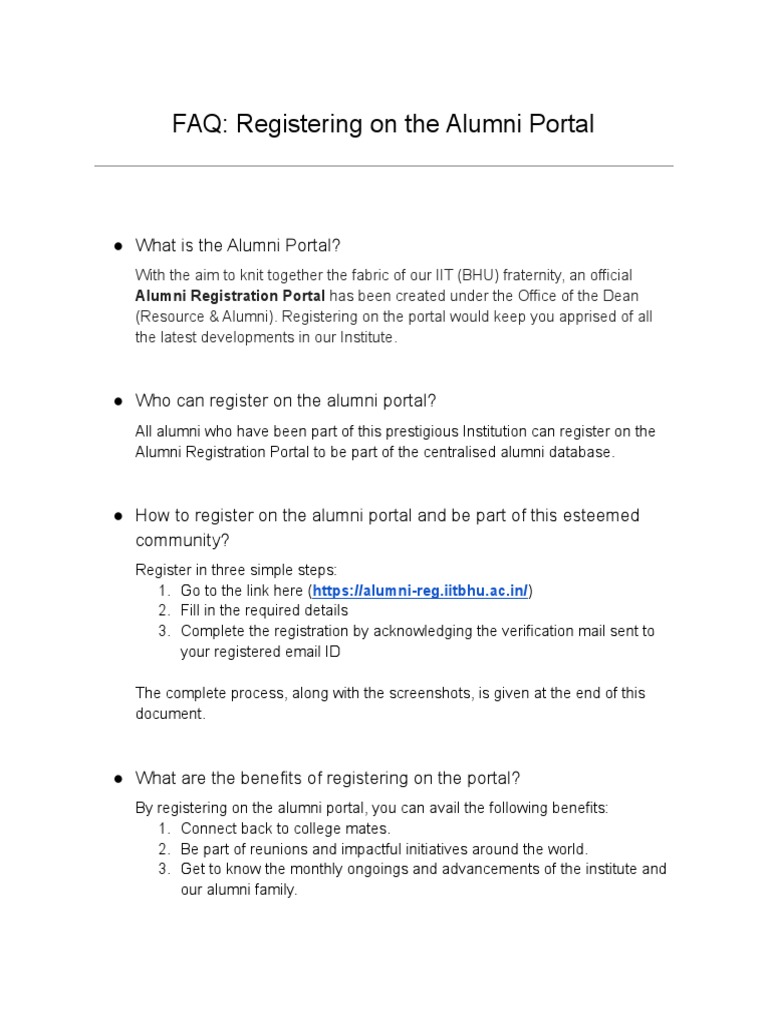IIT BHU Alumni Portal Guide | PDF | Information Technology Management ...
