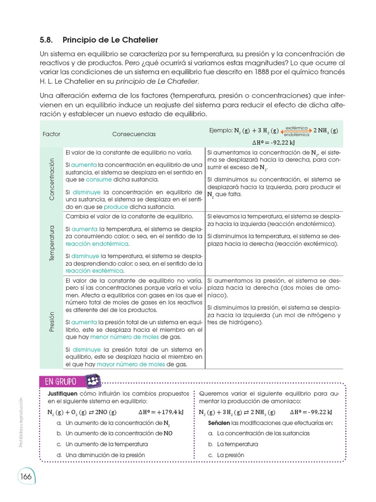Principio de Le Chatelier | PDF | Equilibrio químico | Mecánica de Medios Continuos