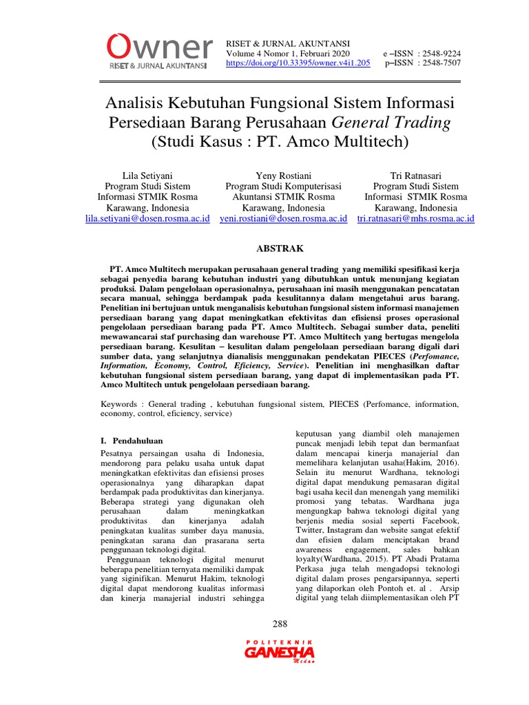 205-Article Text-807-1-10-20200208 | PDF | Bisnis