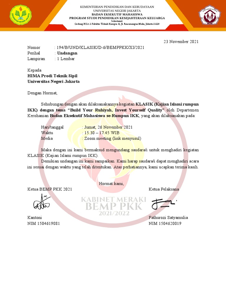 194 Surat Undangan KLASIK HIMA Prodi Teknik Sipil | PDF