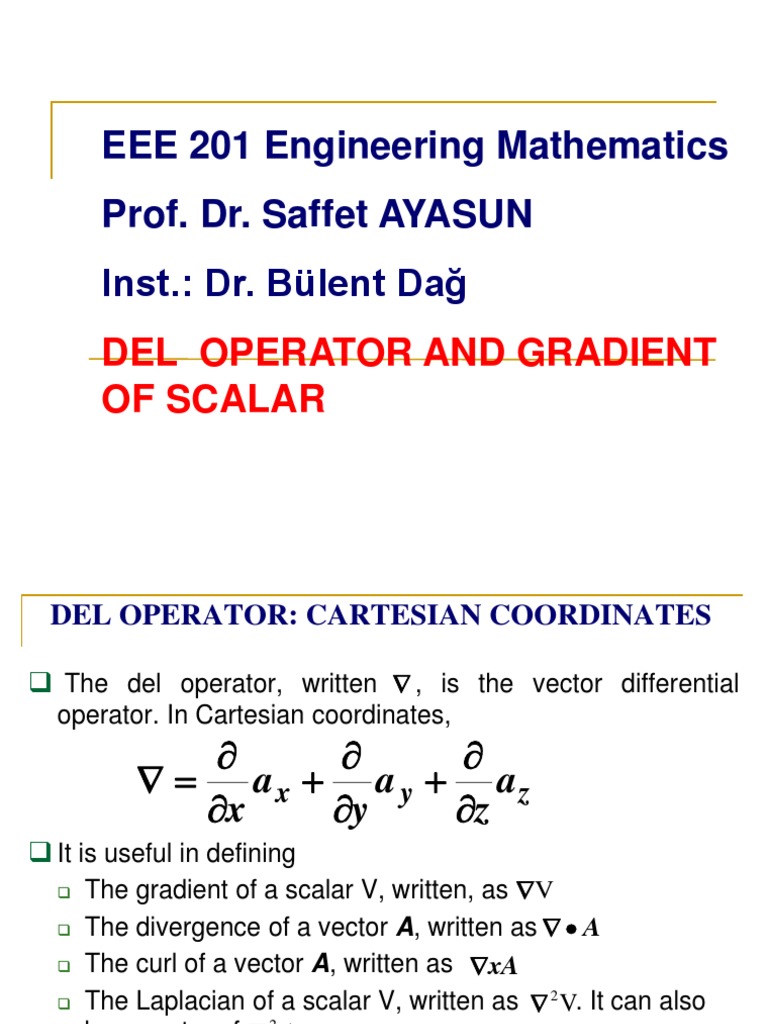 Del Operator in Various Coordinates | PDF | Gradient | Derivative