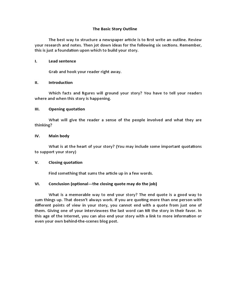 The Basic Story Outline | PDF