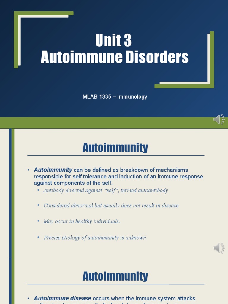 Unit 3 Part 1 Introduction To Autoimmune Disorders | PDF | Autoimmunity ...