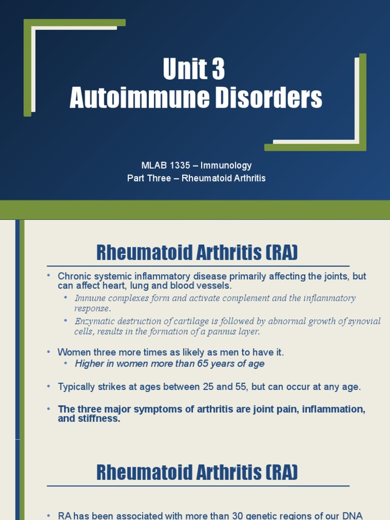 Unit 3 Part 2 Rheumatoid Arthritis | PDF | Rheumatoid Arthritis | Arthritis
