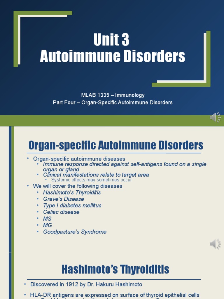 Unit 3 Part 4 Organ-Specific Autoimmune Disorders | PDF | Thyroid ...