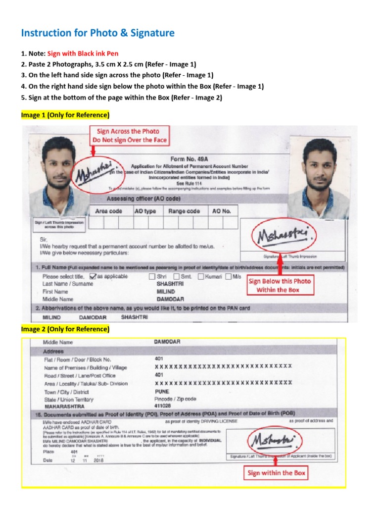 Instruction PAN Card | PDF