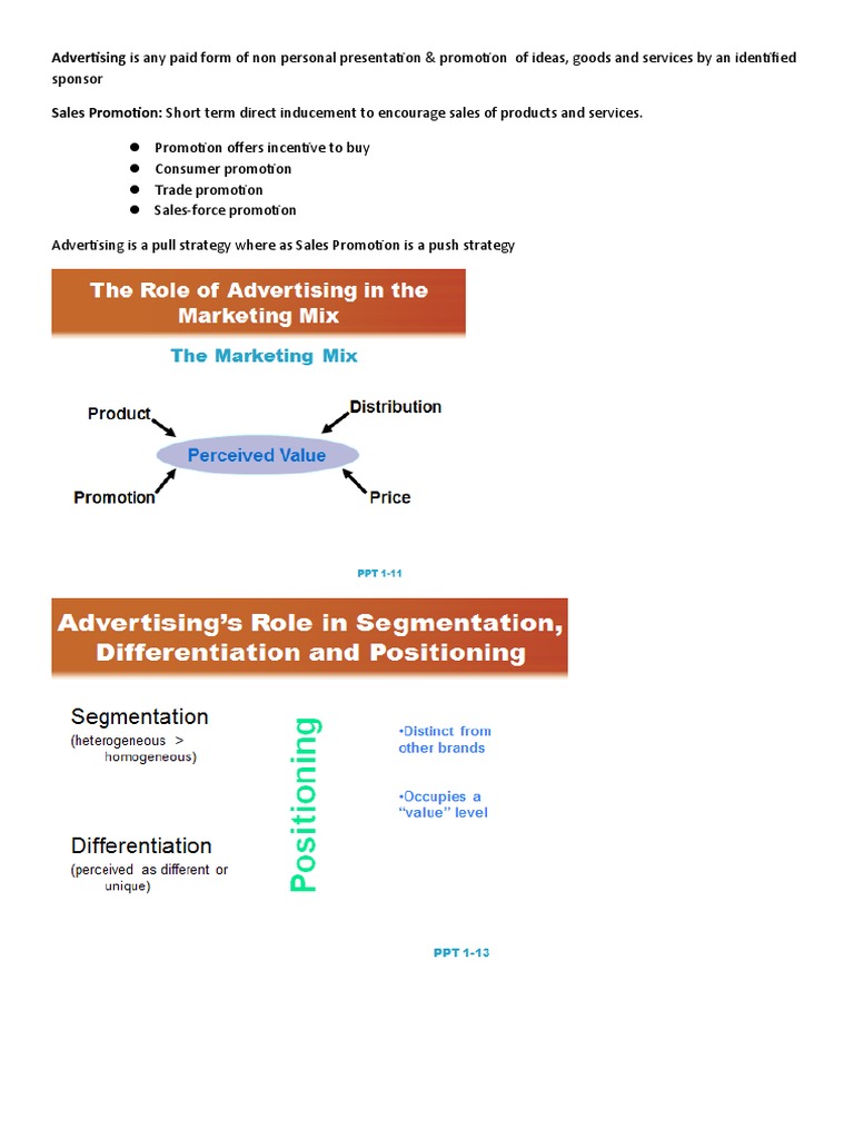 Advertising vs. Sales Promotion Strategies | PDF | Business | Self ...