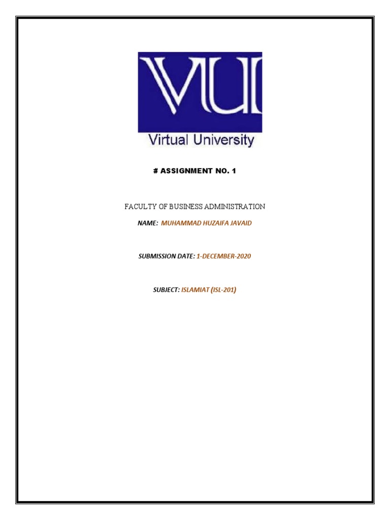 Vu Assignment No.1 Islamiat | PDF | Muhammad | Prophets And Messengers ...