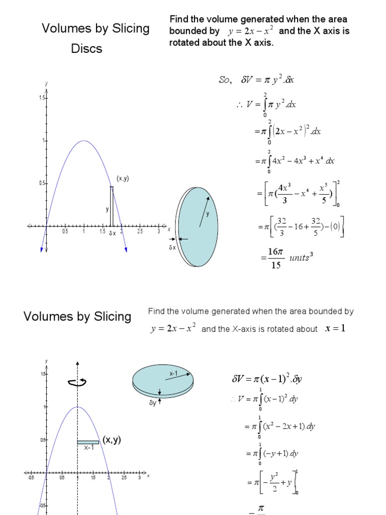 Volumes by Slicing | PDF | Volume | Cartesian Coordinate System