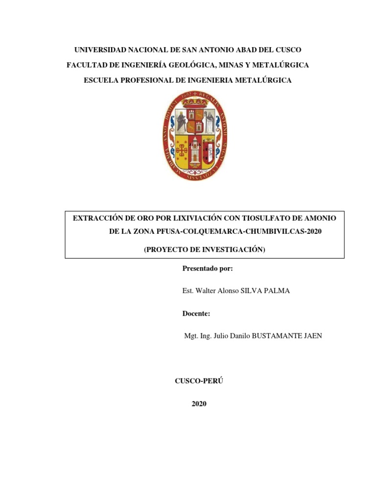 Silva Palma Walter Alonso PDF | PDF | Oro | Amoníaco