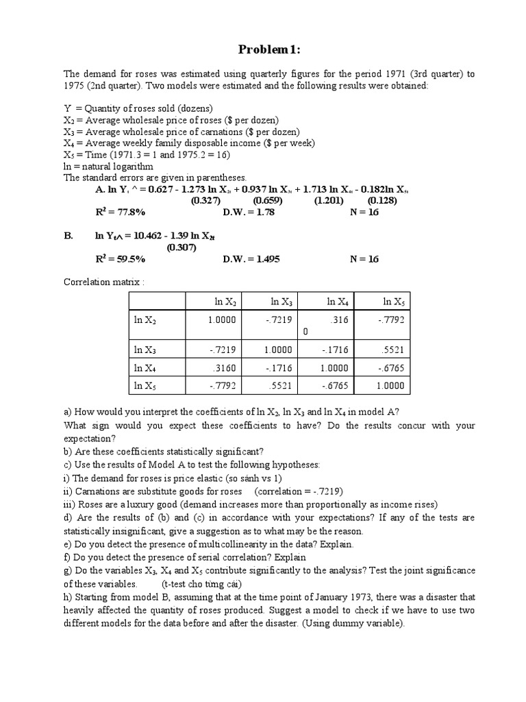 Example Problems Econometrics Pdf Coefficient Of Determination