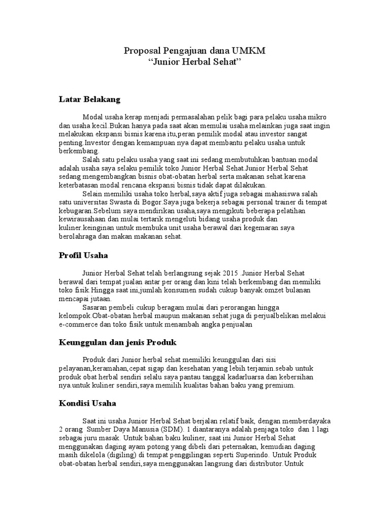 Proposal Pengajuan Dana UMKM | PDF
