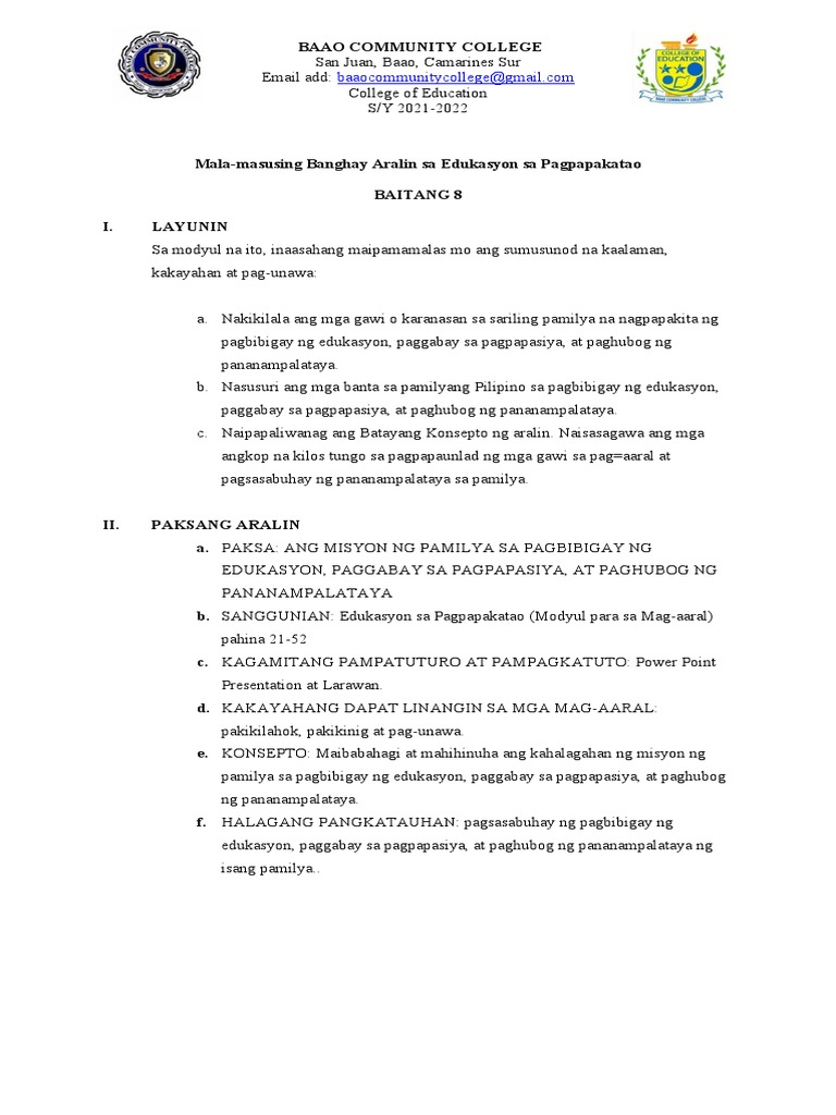 Lesson Plan in ESP 8 | PDF
