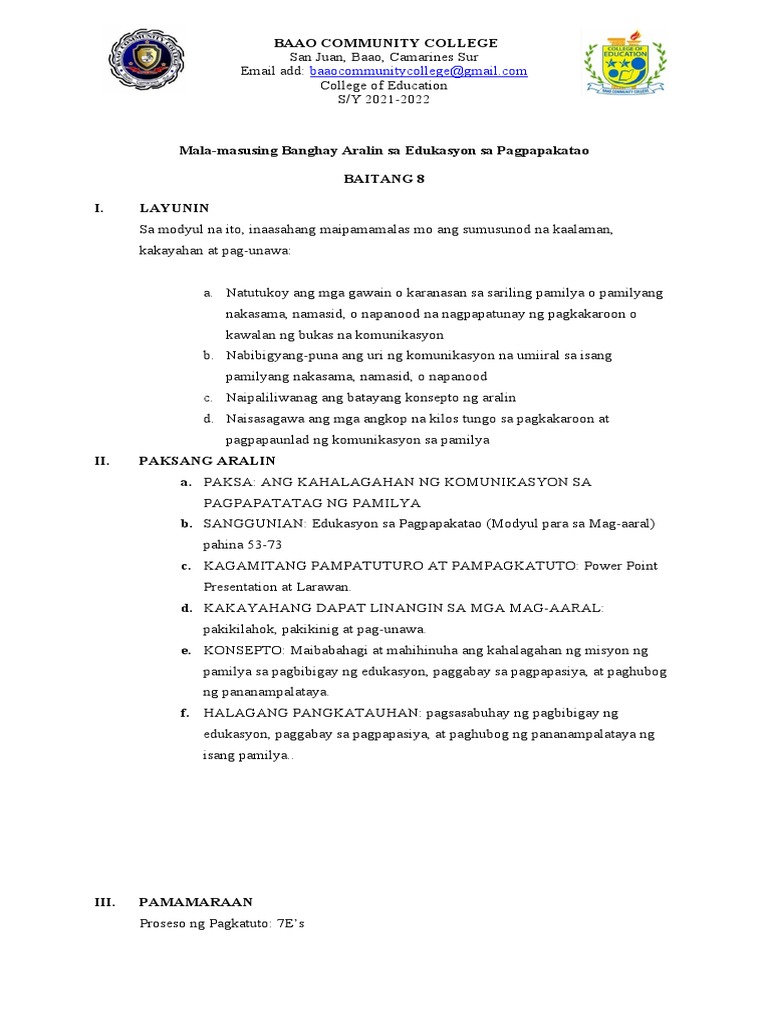 Lesson Plan in ESP 8 | PDF