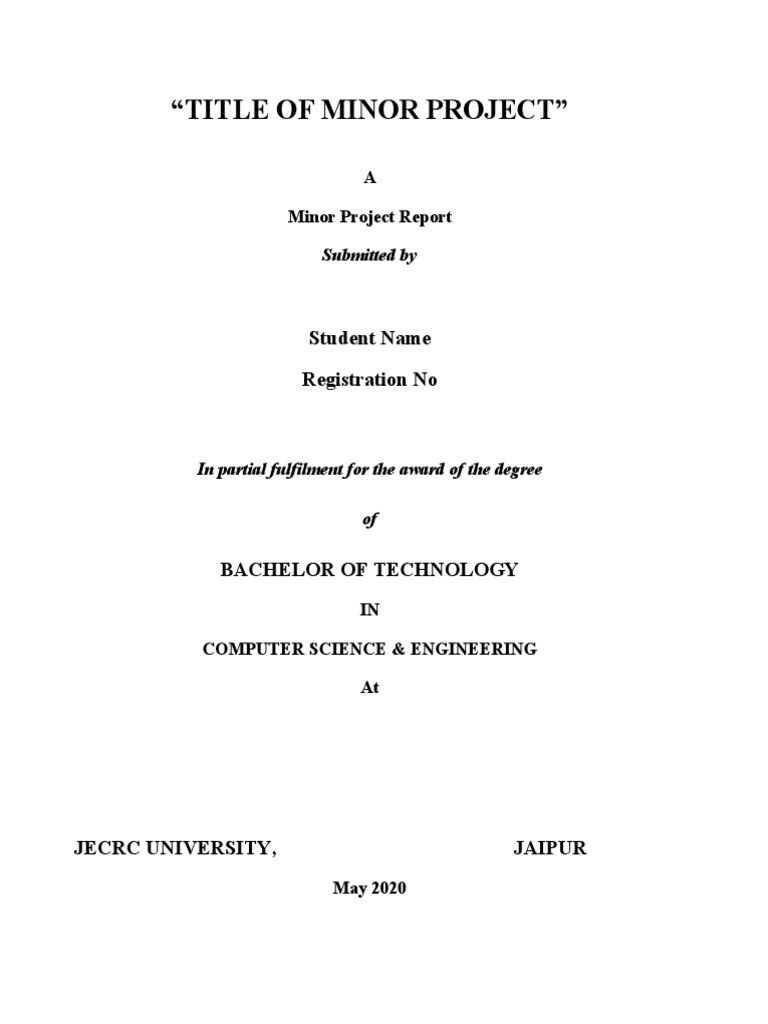 Minor Project Report Format | PDF | Databases | Academic Degree