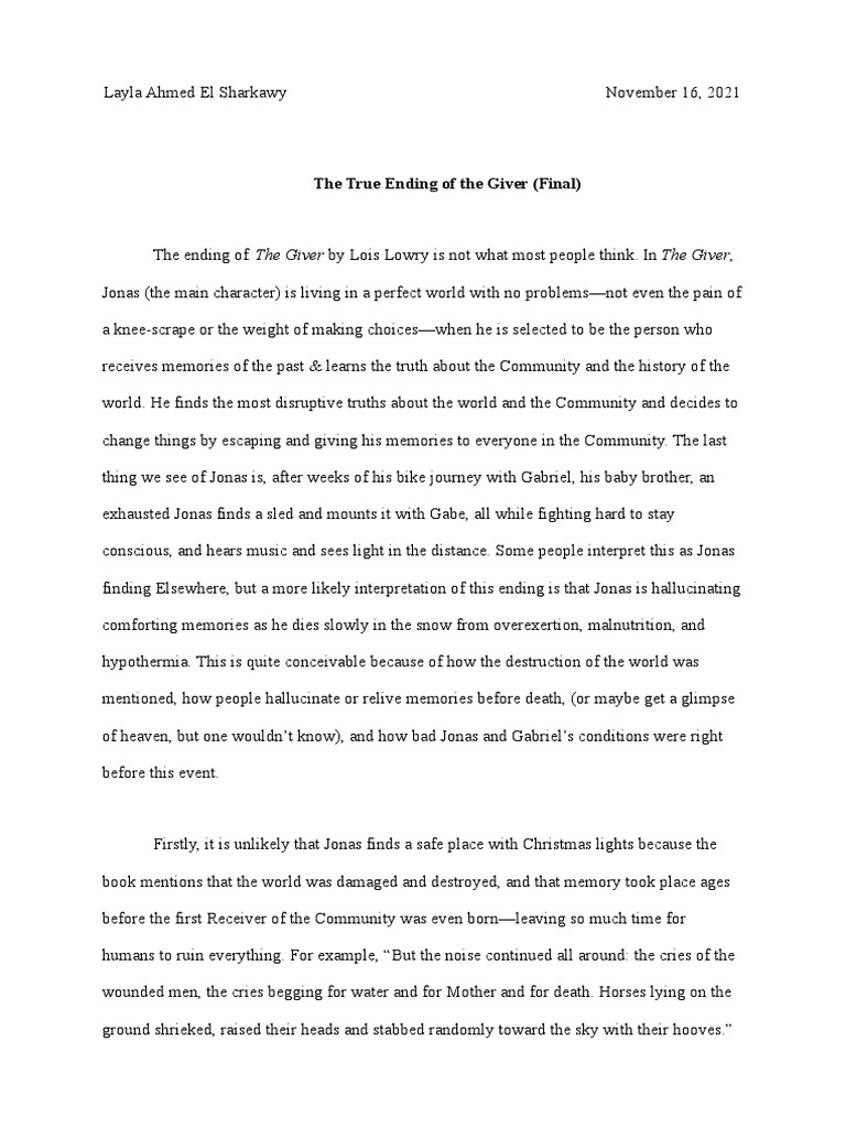 The True Ending of The Giver | PDF | The Giver