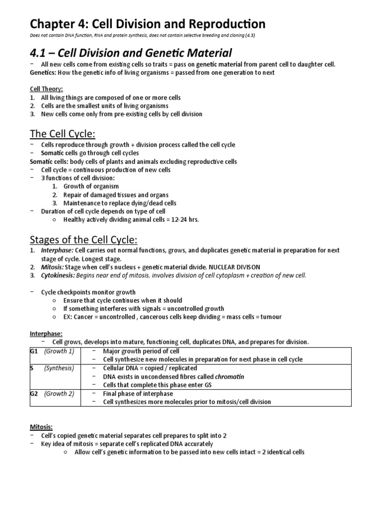 Cell Division Study Notes | PDF | Meiosis | Ploidy