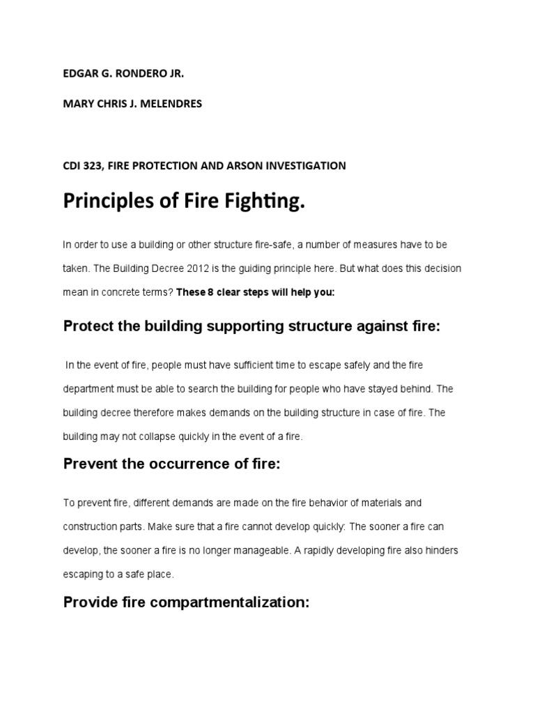Principle of Firefighting | PDF | Fires | Firefighter