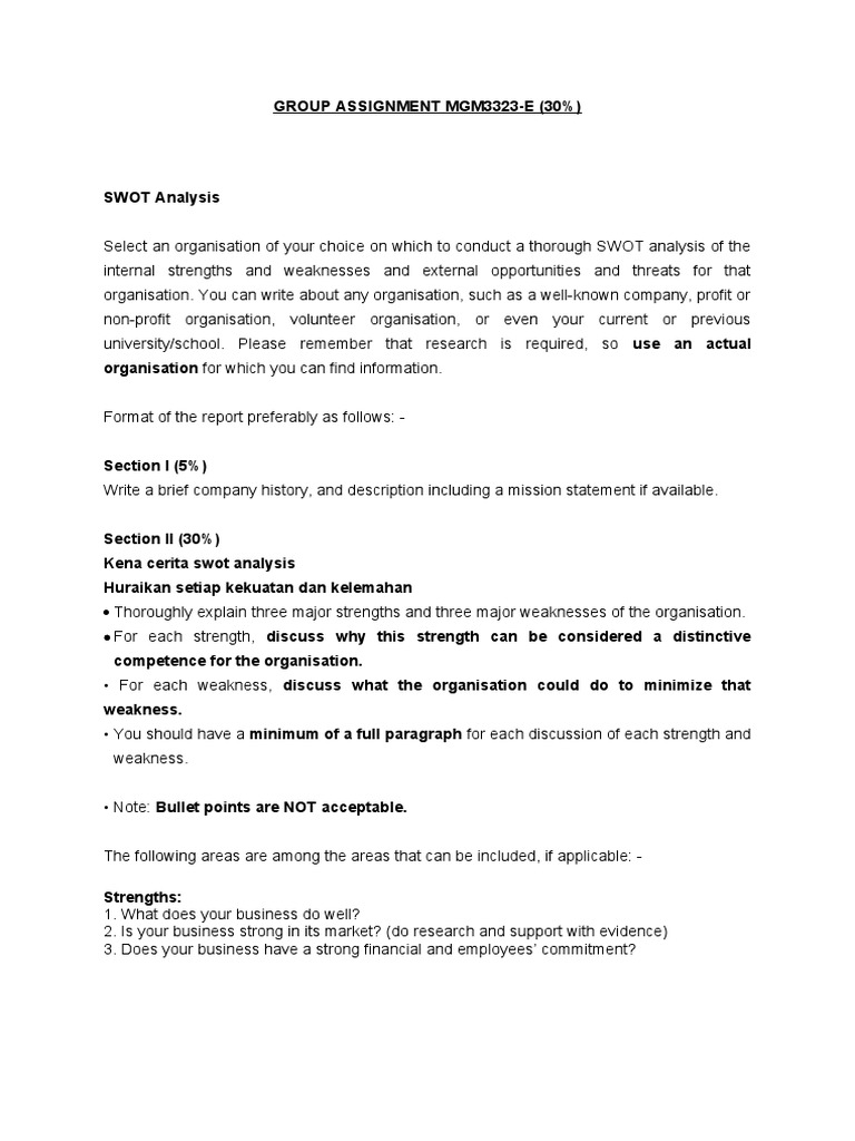 SWOT Analysis Report Guidelines | PDF | Swot Analysis