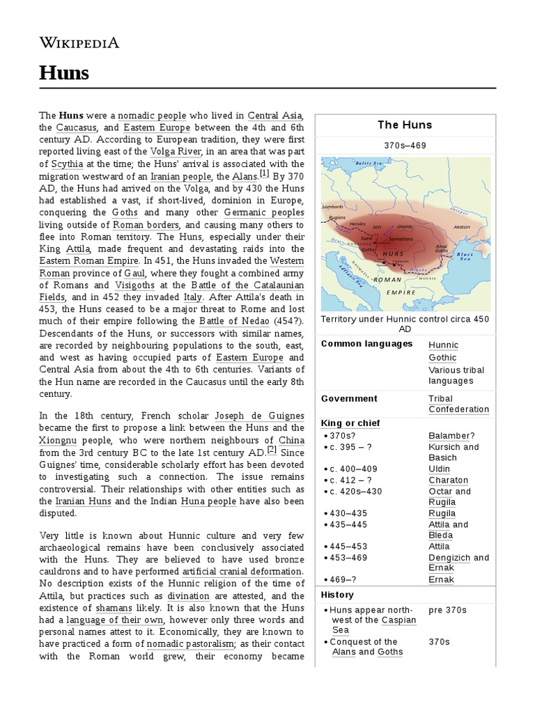 The Huns: Common Languages | PDF | Huns | Late Antiquity