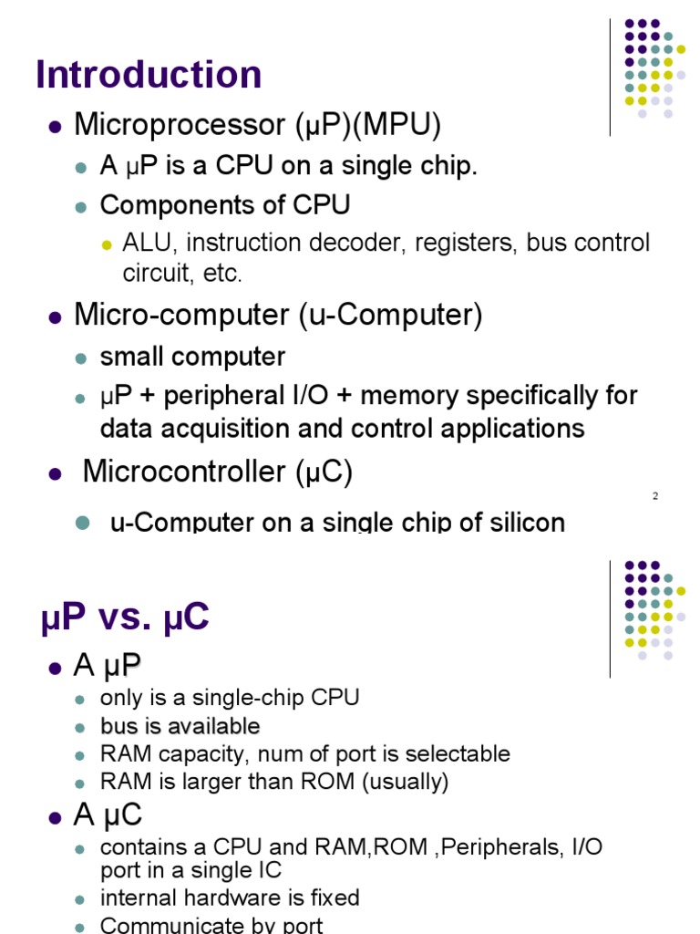 Microprocessor (P) (Mpu) : Μ A Pisacpuonasinglechip. Components Of Cpu | PDF | Read Only Memory ...
