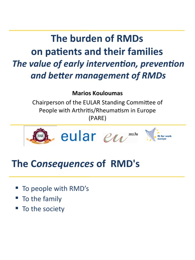 Fit For Work Europe: Burden of RMDs On Patients and Families - From EU Presidency Conference ...