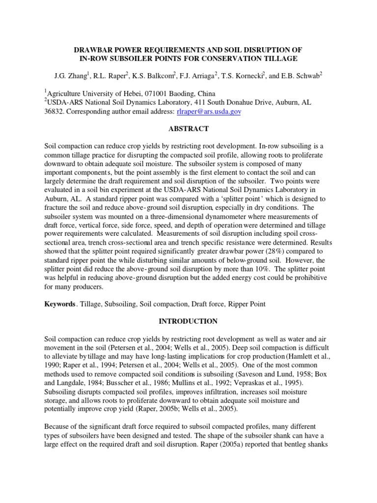 Drawbar Power Requirements | PDF | Tillage | Soil