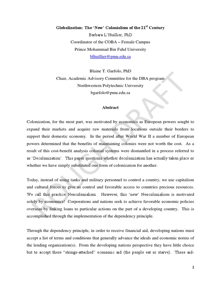 Neocolonialism and Globalization Explained | PDF | Globalization ...