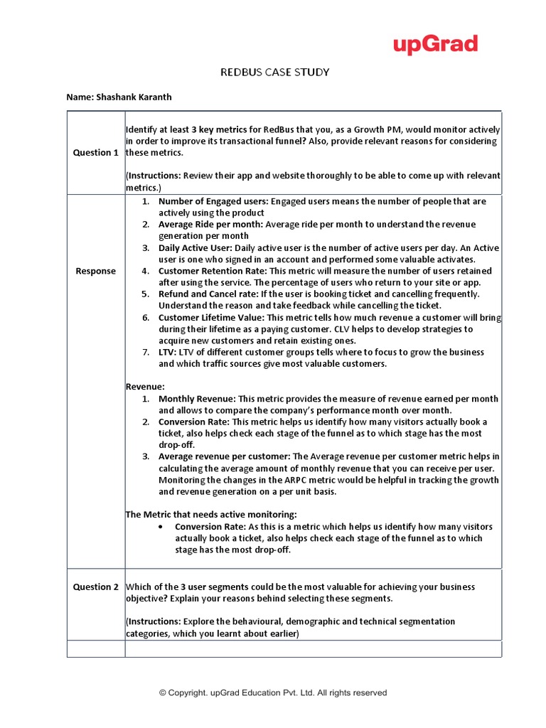 Redbus Case Study: Name: Shashank Karanth | PDF | Market Segmentation ...