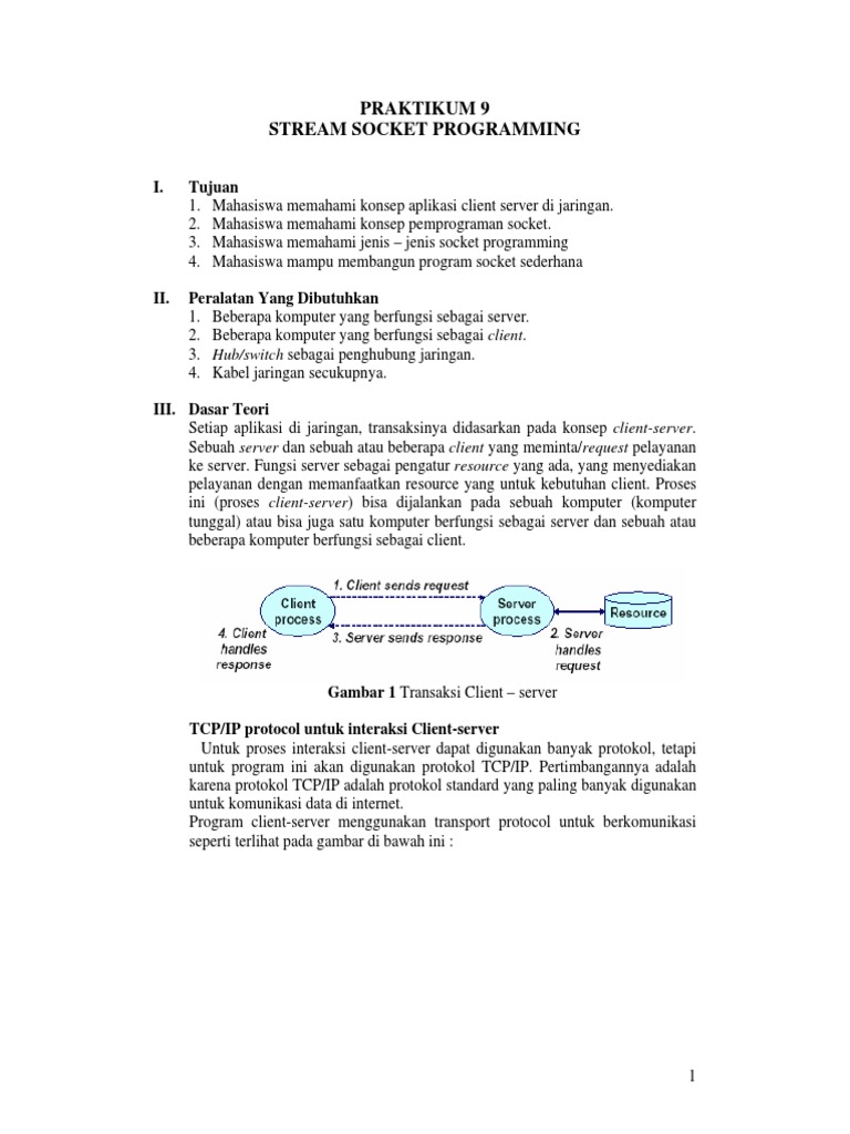 Prakt Modul 9 Stream Socket Programming | PDF