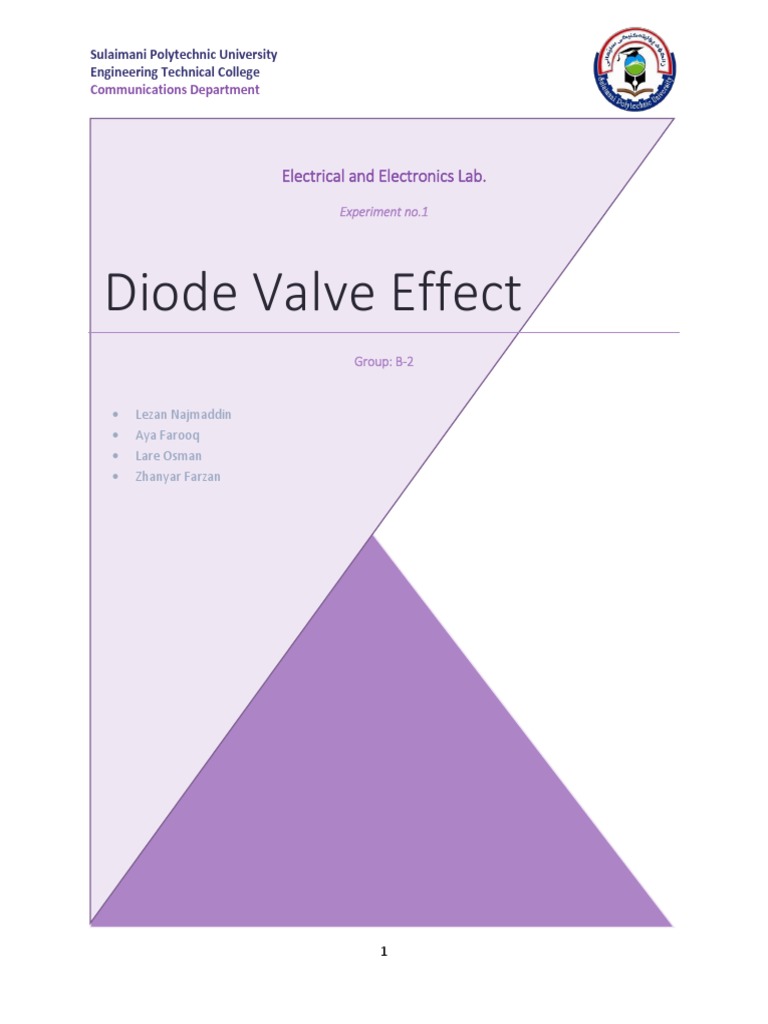 Diode Valve Effect: Electrical and Electronics Lab | PDF | P–N Junction ...