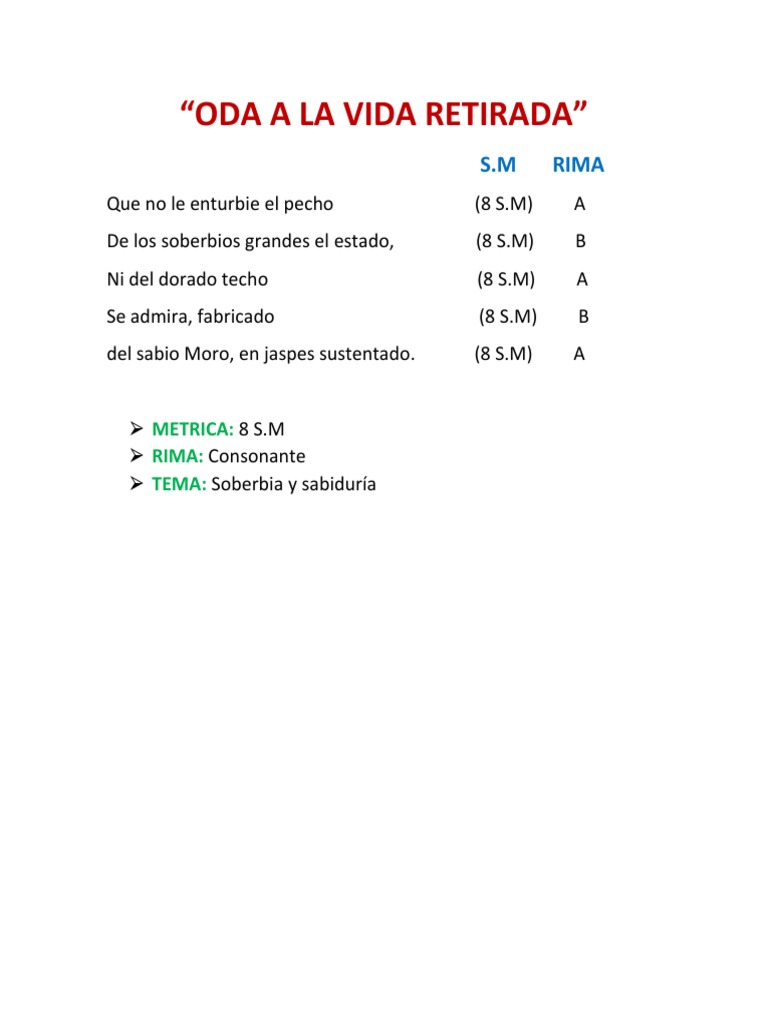 Oda A La Vida Retirada | PDF