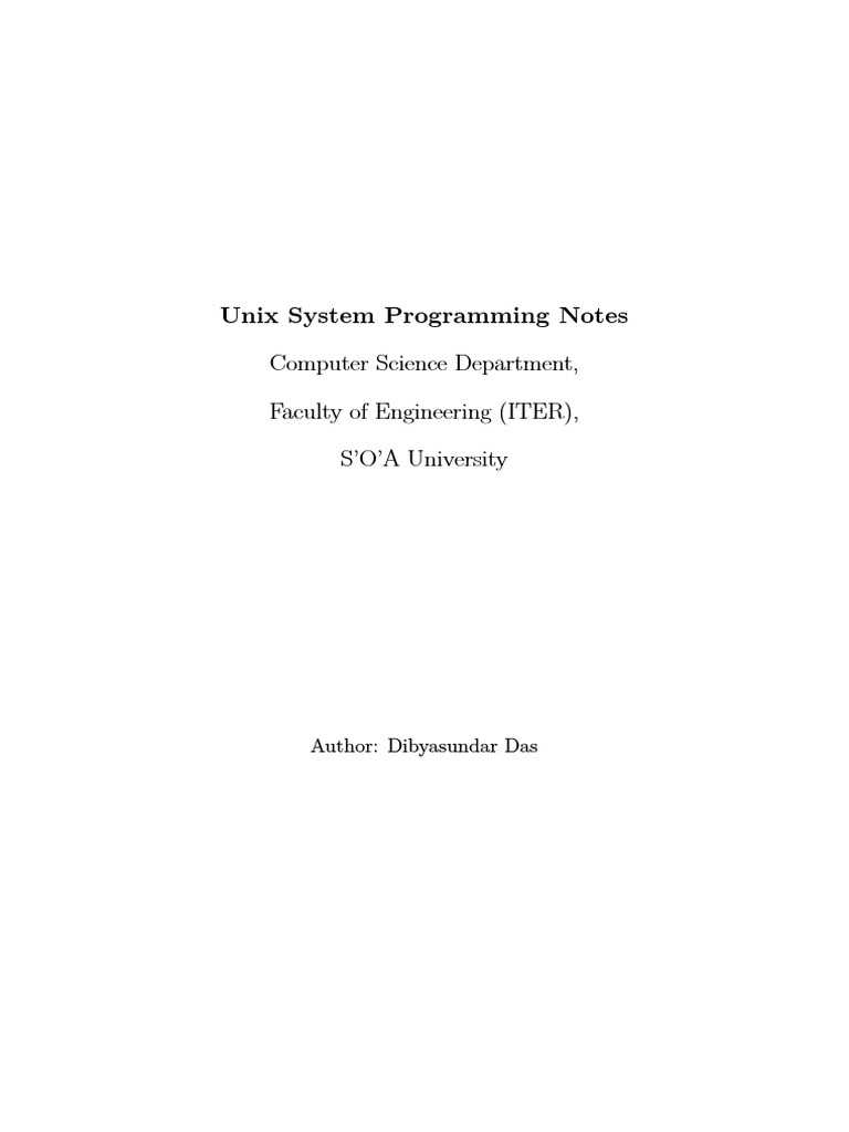 Unix System Programming Notes: Computer Science Department, Faculty of ...