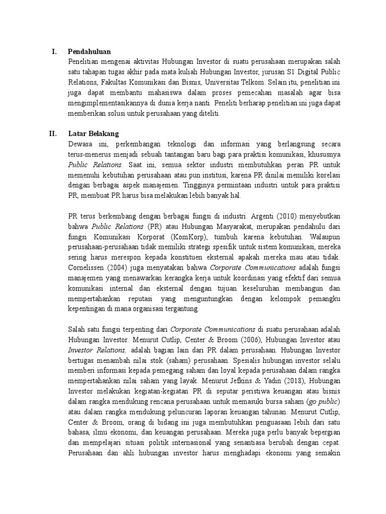 Proposal - Final Project - Investor Relations | PDF