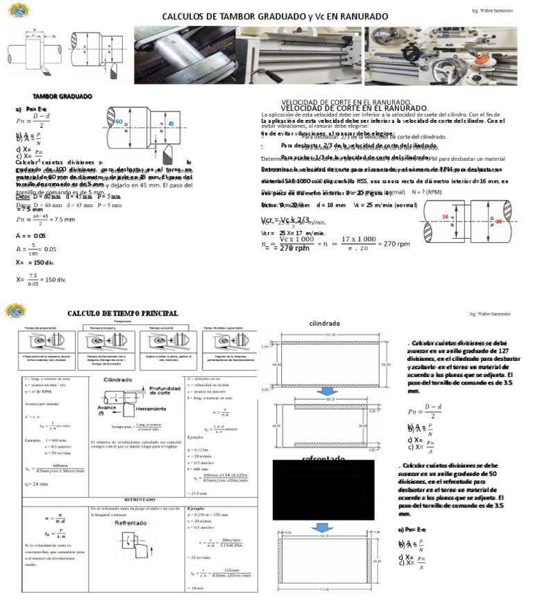 Calculos de Tambor Graduado Y VC en Ranurado | PDF | Herramientas ...