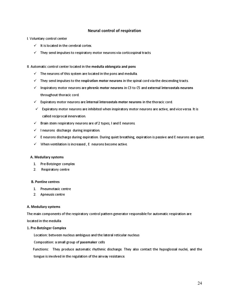 Neural Control of Respiration: A. Medullary Systems | PDF | Exhalation ...