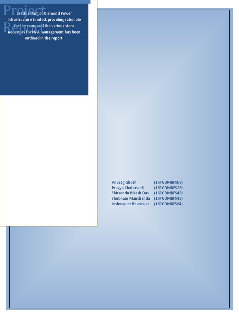 Report - Diamond Power Infrastructure | PDF | Loans | Banks