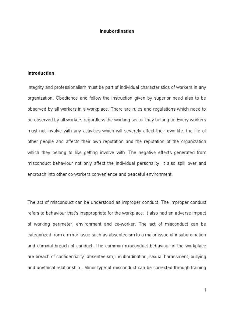 Understanding Workplace Insubordination | PDF | Employment | Sexual ...