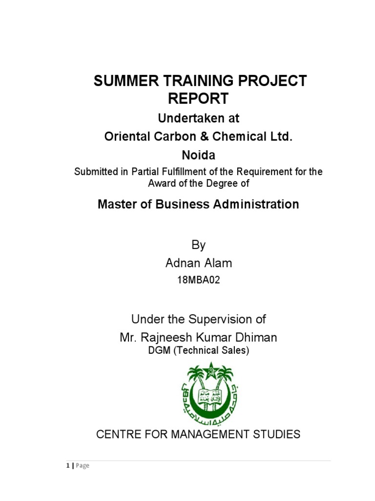 Adnan Alam Summer Training Report | PDF | Marketing | Cargo