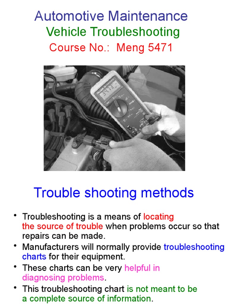 3 AUTOMOTIVE MAINTENANCE Vehicle Troubleshooting REVISED | PDF ...