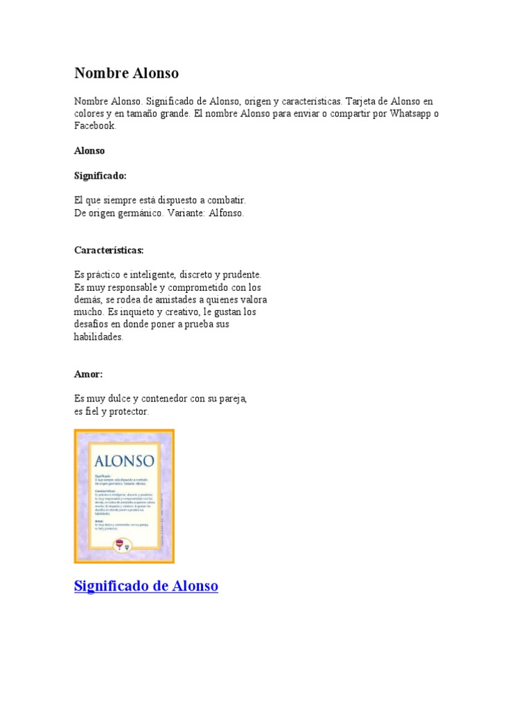 Nombre Alonso | PDF | Artes del Lenguaje y Comunicación | Estudios de ...