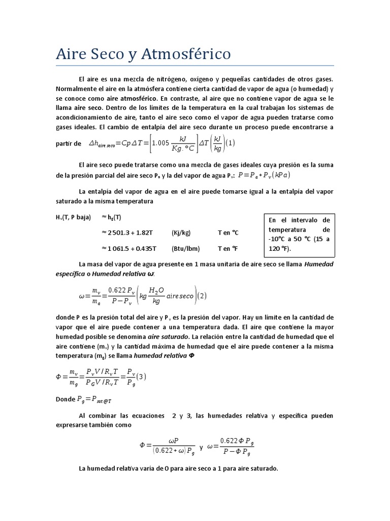 Aire Seco y Atmosférico | PDF | Humedad | Temperatura