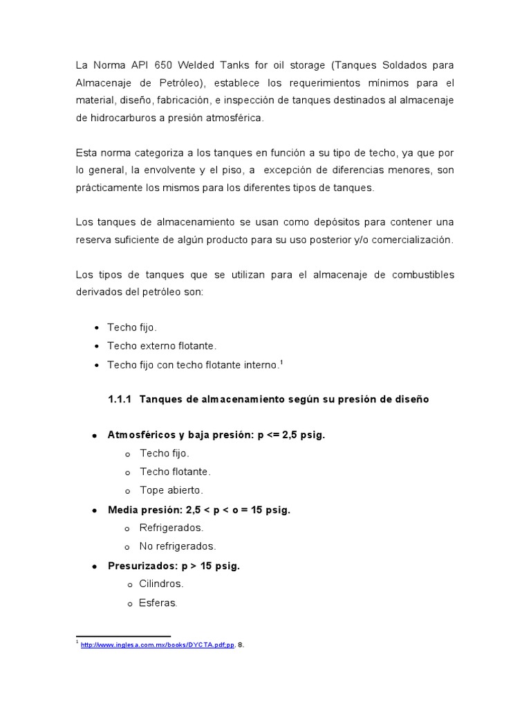 La Norma API 650 Welded Tanks For Oil Storage | PDF
